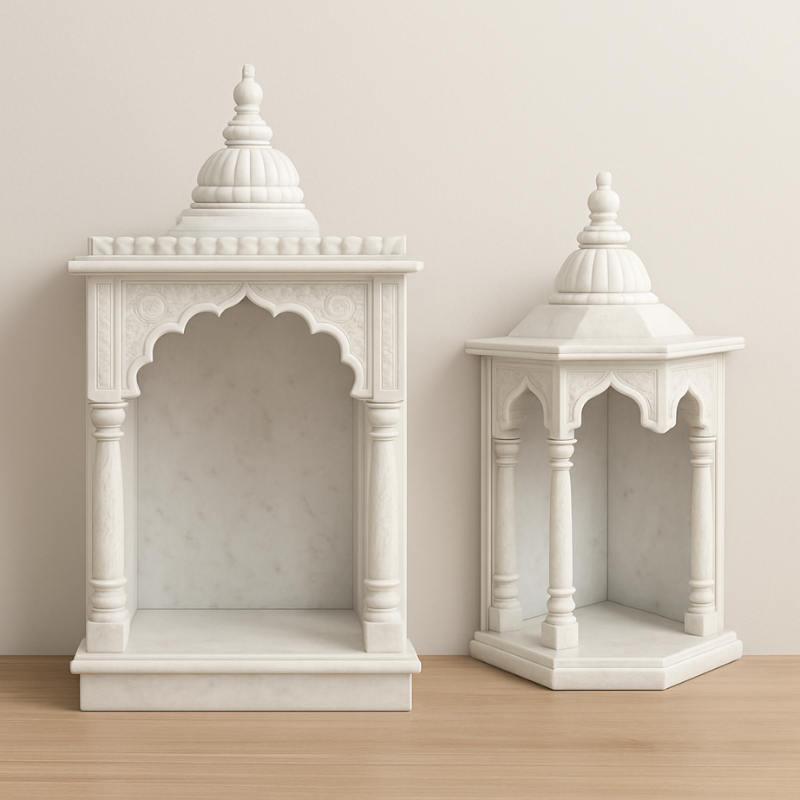 Compact Marble Temple for Home (1–3 Feet) | Wall & Corner Designs