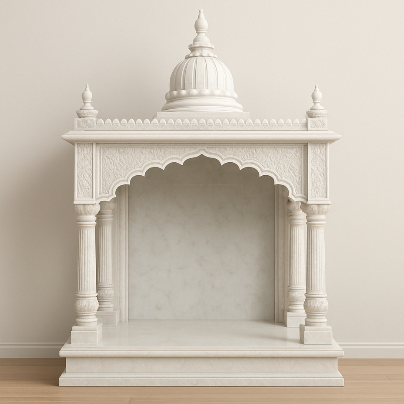Medium & Big Size Marble Temple (4–7 Feet) | Designer Pillars & Dome